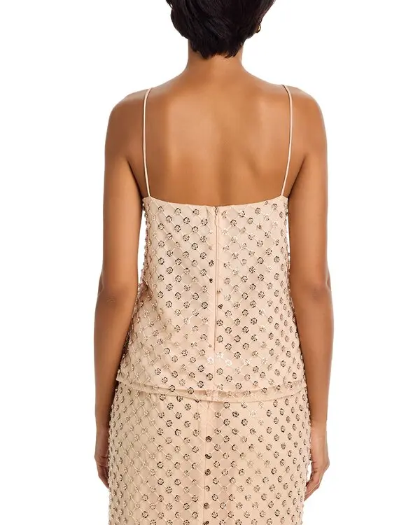 MILLY Rylan Sequin Embroidered Tank Top - Nude