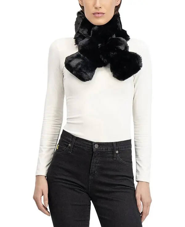 LYLA GRANT Faux Fur Chinchilla Pull-through Scarf - Black Chinch