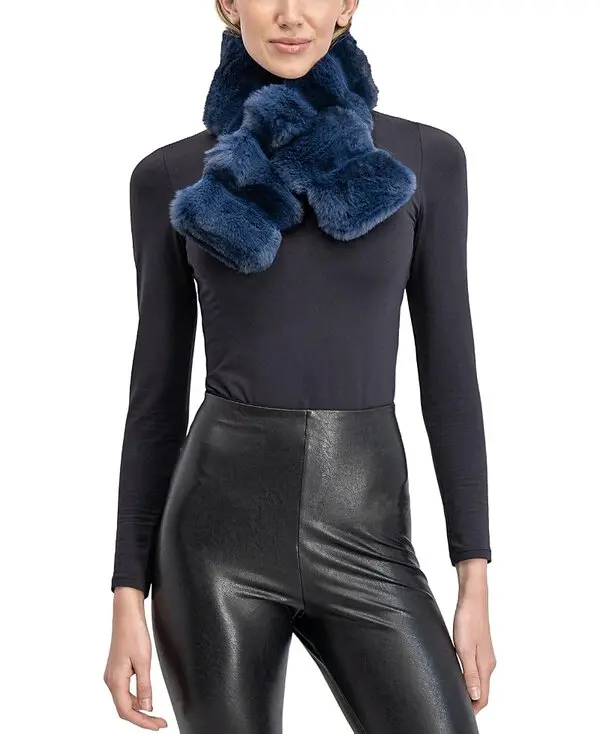 LYLA GRANT Faux Fur Chinchilla Pull-through Scarf - Dark Blue Chinch