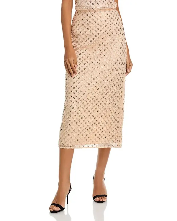 MILLY Rosemary Sequin Embroidered Netting Skirt