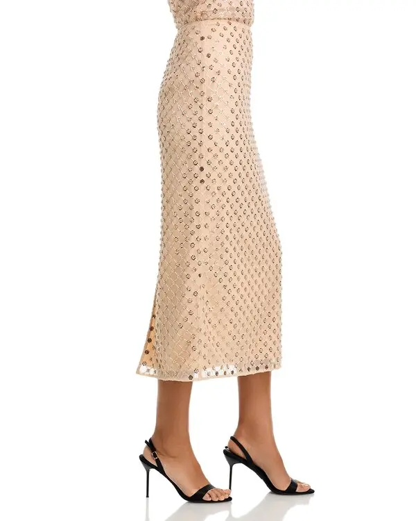 MILLY Rosemary Sequin Embroidered Netting Skirt