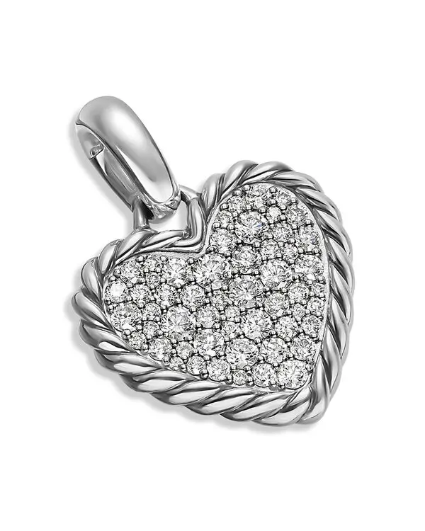 David Yurman Sterling Pave Diamond Heart Amulet - Silver