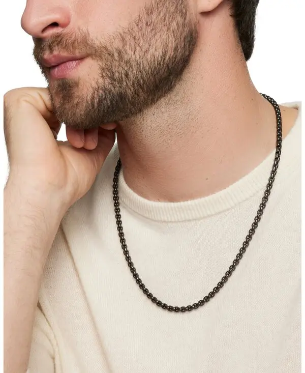 David Yurman Stainless Steel & Sterling Silver Box Chain Necklace - Black