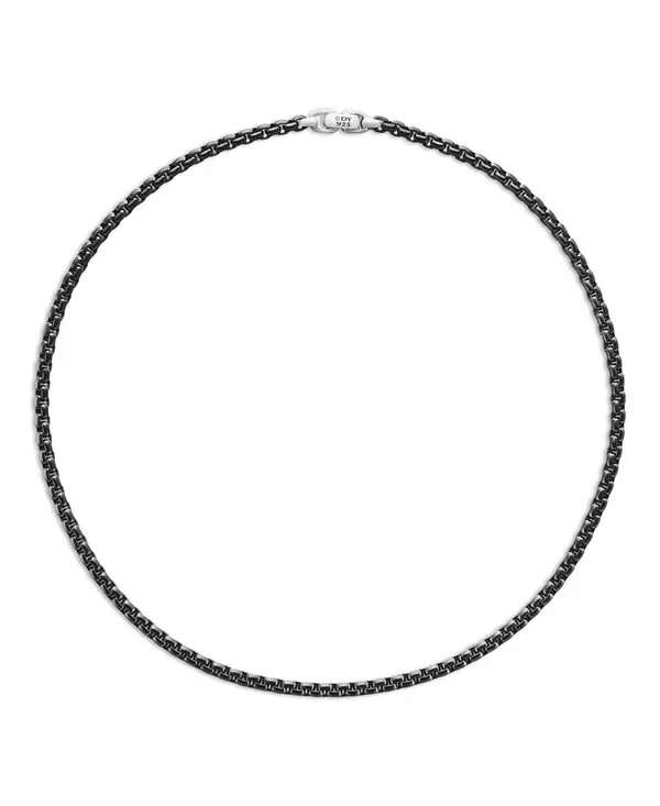 David Yurman Stainless Steel And Sterling Silver Box Chain Necklace - Black
