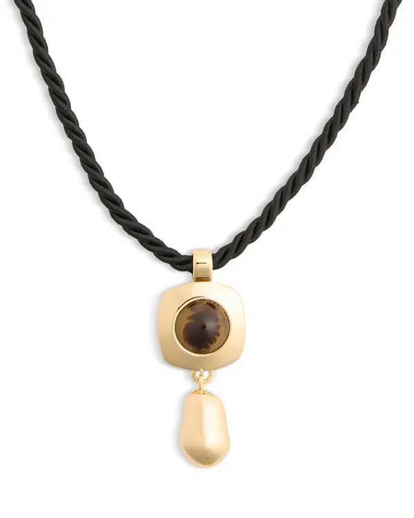 Aqua Bead Pendant Necklace - Gold