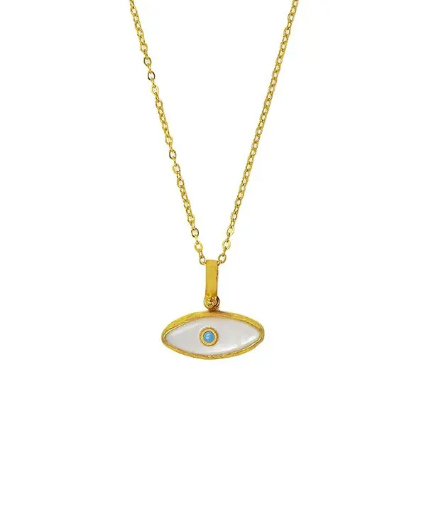 OTTOMAN HANDS Aretha Mother Of Pearl Eye Pendant Necklace - Gold