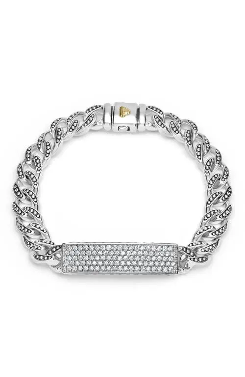 Lagos Anthem Pavé Diamond Bar Curb Chain Bracelet - Silver