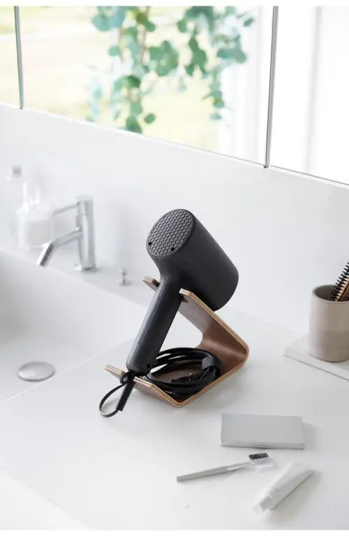 YAMAZAKI Hair Dryer & Iron Stand - Walnut