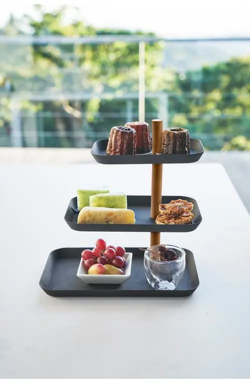 YAMAZAKI 3-tier Display Tray - Walnut