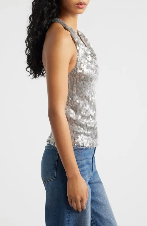 Mango Sleeveless Sequin Halter Top