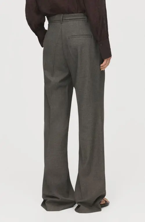 Mango Belted Pleated Straight-leg Pants - Brown