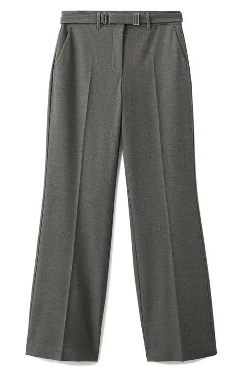 Mango Belted Pleated Straight-leg Pants - Brown