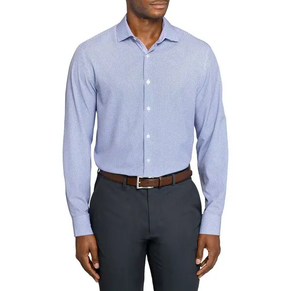 W.R.K Slim Fit Tile Print Performance Dress Shirt - White/purple
