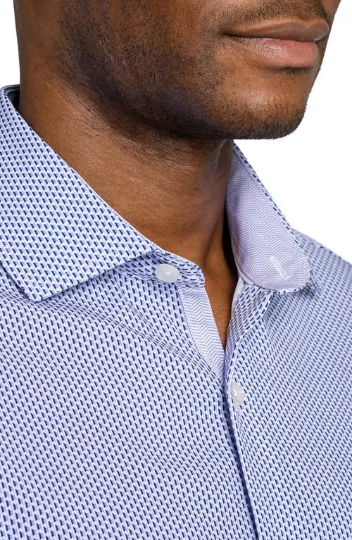W.R.K Slim Fit Tile Print Performance Dress Shirt - White/purple
