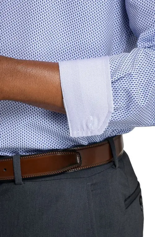 W.R.K Slim Fit Tile Print Performance Dress Shirt - White/purple