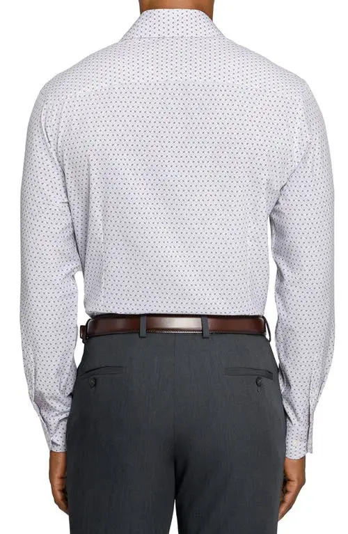 W.R.K Slim Fit Duo Geo Print Performance Dress Shirt - White/black/red