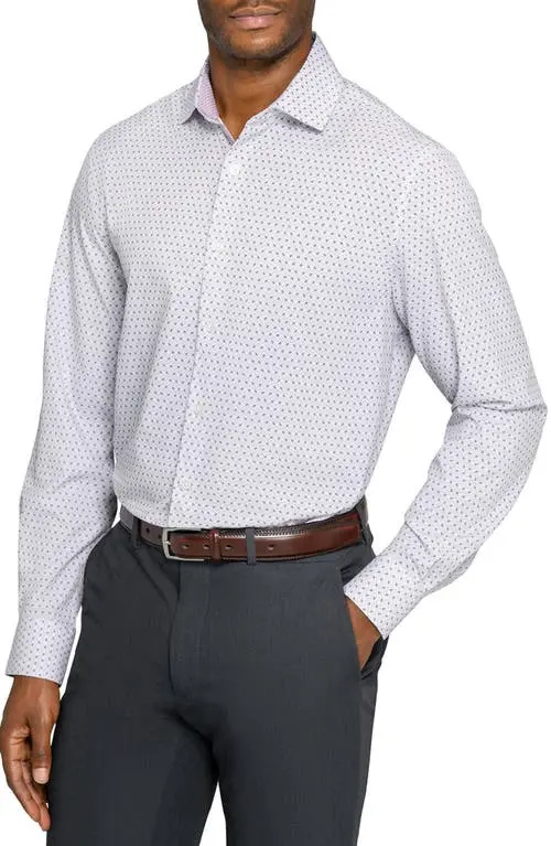 W.R.K Slim Fit Duo Geo Print Performance Dress Shirt - White/black/red