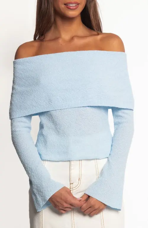 PETAL & PUP Rory Off-the-shoulder Knit Top - Pale Blue