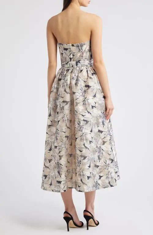 FREEMARKET Strapless Floral Jacquard A-line Dress