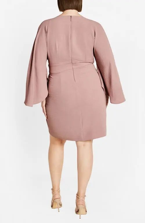 City Chic Malani Pleated Long Sleeve Sheath Dress