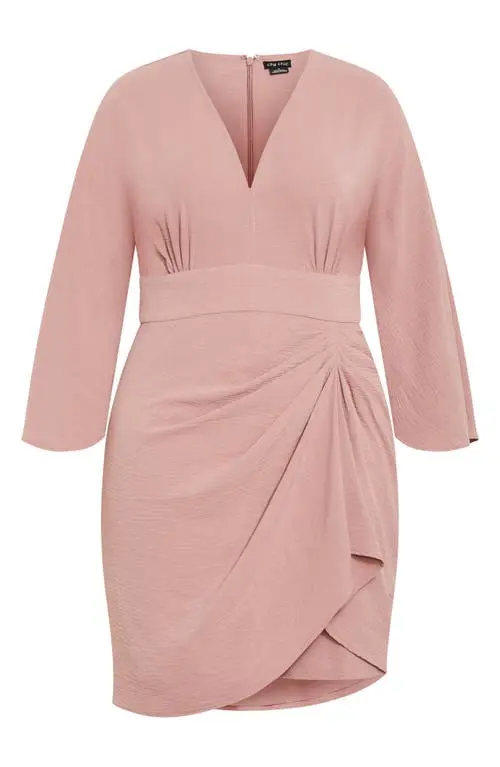 City Chic Malani Pleated Long Sleeve Sheath Dress