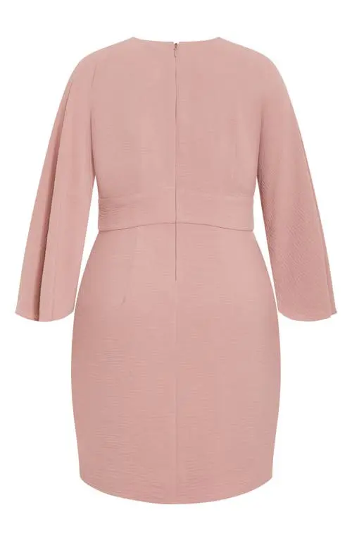 City Chic Malani Pleated Long Sleeve Sheath Dress