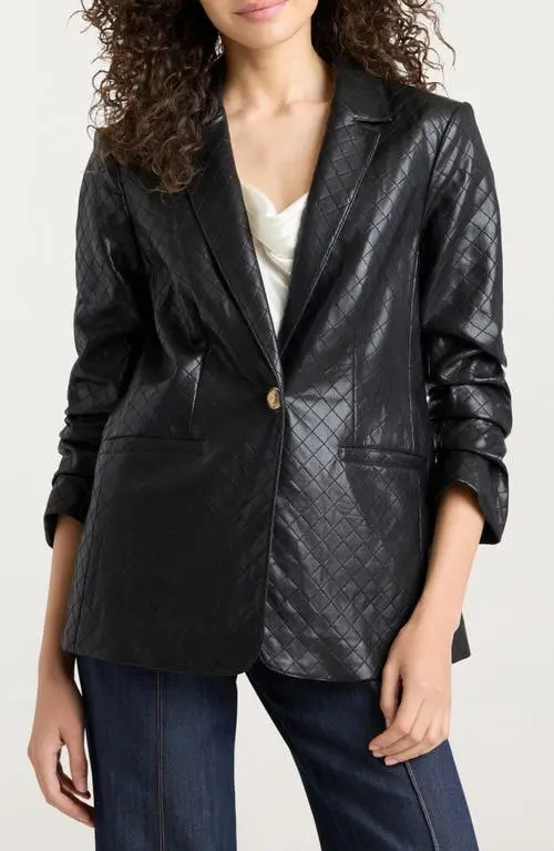 Cinq À Sept Khloe Quilted Faux Leather Blazer - Black