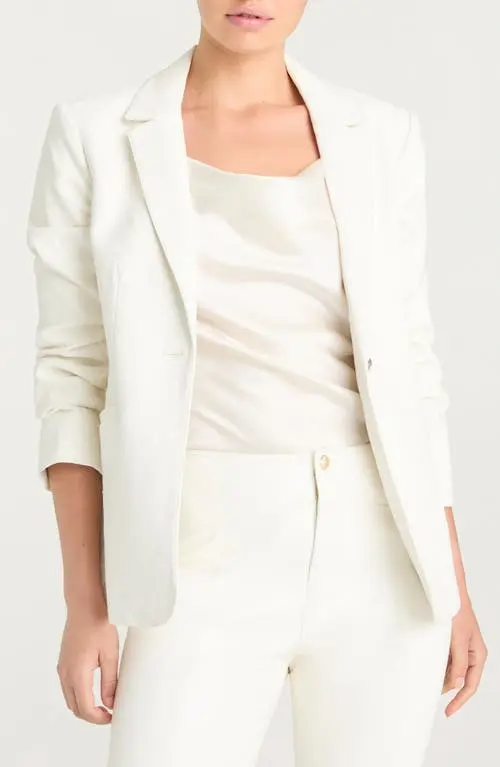 Cinq À Sept Khloe Quilted Faux Leather Blazer - Ivory