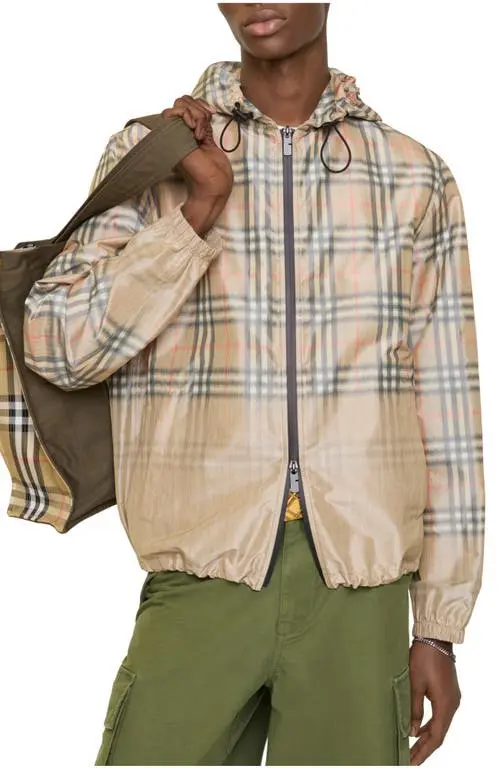 Burberry Gradient Check Relaxed Fit Hooded Jacket