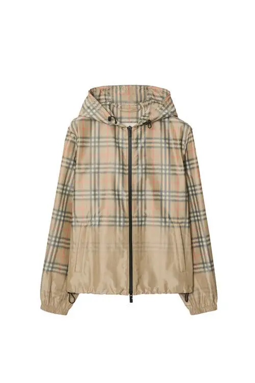 Burberry Gradient Check Relaxed Fit Hooded Jacket