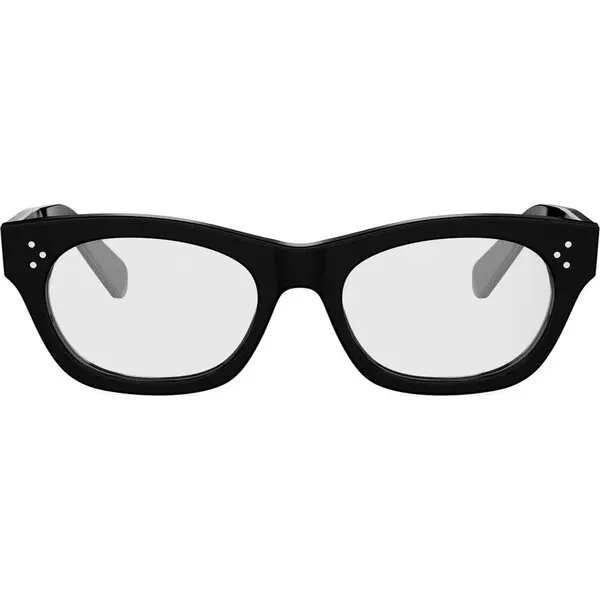 Celine 3 Dots 53mm Cat Eye Optical Glasses - Shiny Black