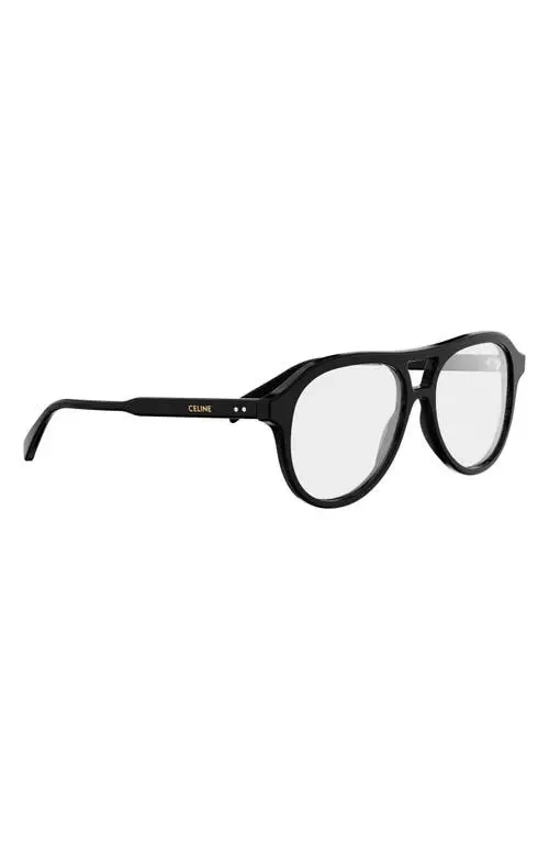 Celine 54mm Thin Pilot Optical Glasses - Shiny Black