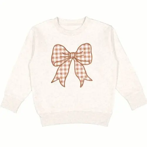 SWEET WINK Gingham Bow Patch Sweatshirt - Natural