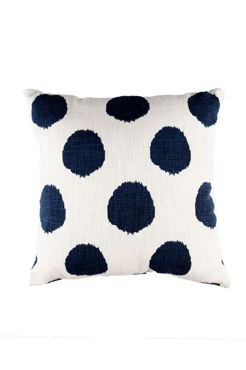 CAROL & FRANK Polka Dot Cotton Decorative Throw Pillow - Blue
