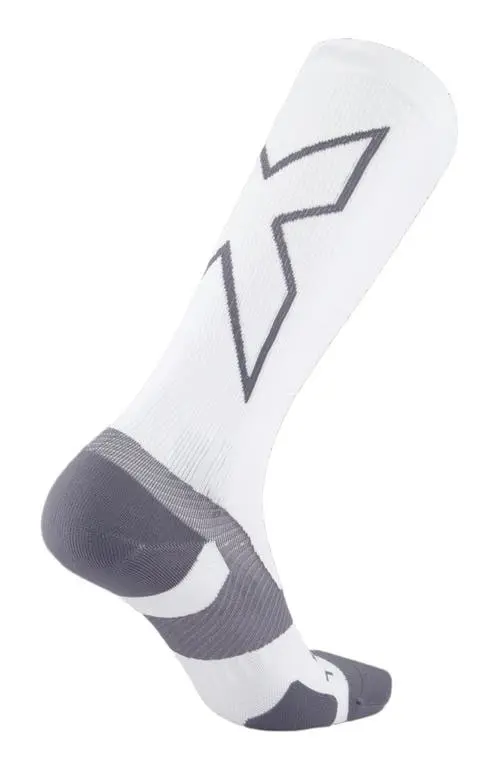 2xu Vectr Light Cushion Full Length Sock - White/grey