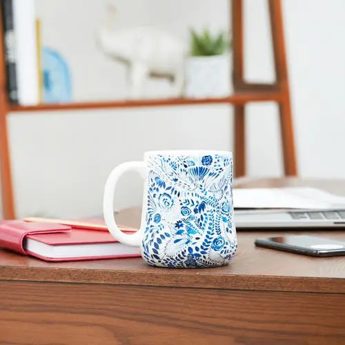 CAROL & FRANK Navy Floral Ceramic Coffee & Tea Dolomite Drinking Mug 16oz