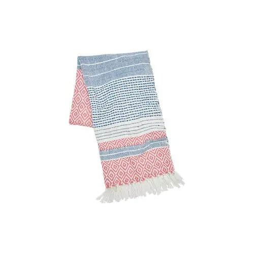 CAROL & FRANK Berkley Hibiscus Diamond Cotton Blend Accent Throw Blanket 50" X 60 - Pink
