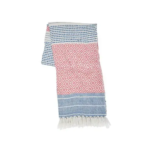 CAROL & FRANK Berkley Hibiscus Diamond Cotton Blend Accent Throw Blanket 50" X 60