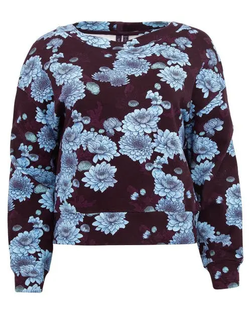 LORDS OF HARLECH Clara Oversized Brushed Knit Sweatshirt - Serious Floral Plum