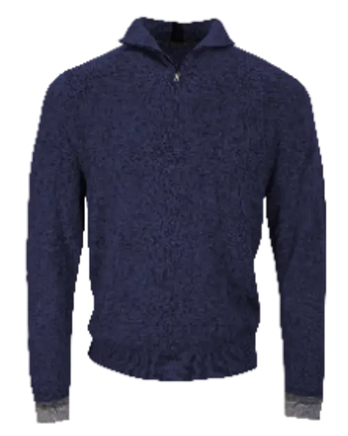 LORDS OF HARLECH Quinn Quarter-zip Merino Wool Sweater - Navy