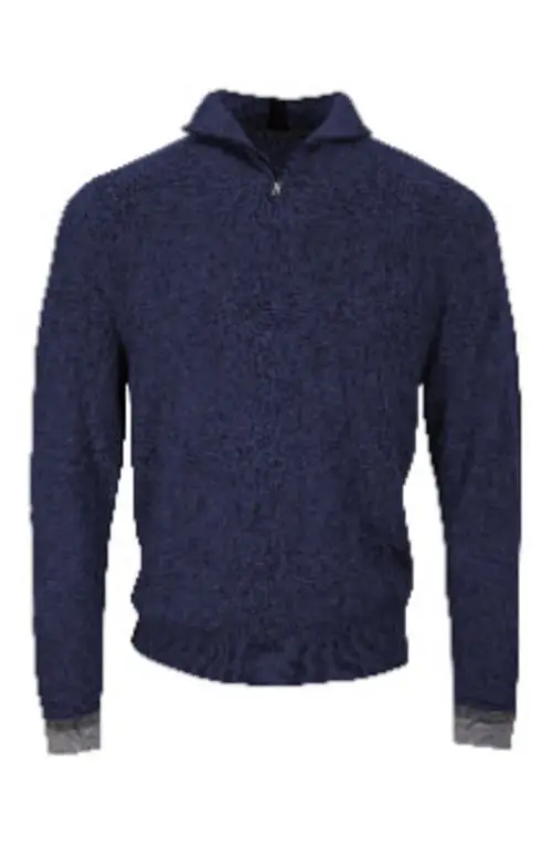 LORDS OF HARLECH Quinn Quarter-zip Merino Wool Sweater - Navy