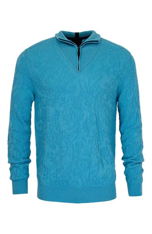 LORDS OF HARLECH Quinn Quarter-zip Merino Wool Sweater - Teal