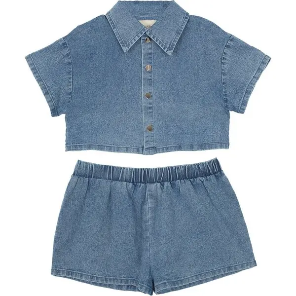 MABEL + HONEY Zoey Denim Two-piece Short Set - Blue