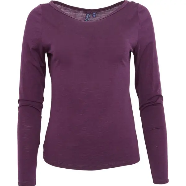 LORDS OF HARLECH Carly Merino Long Sleeve Boatneck Shirt - Plum