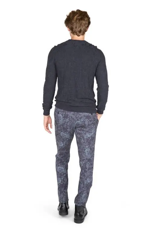 LORDS OF HARLECH Cole Fully Fashioned Merino Wool Crewneck Sweater - Charcoal