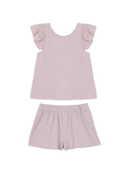 MABEL + HONEY Two-piece Set With Flutter Sleeves - Purple