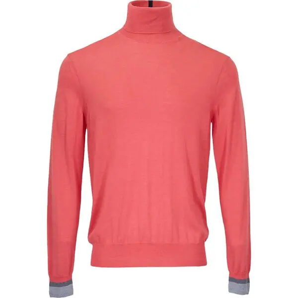 LORDS OF HARLECH Ronald Merino Wool Turtleneck Sweater - Rose