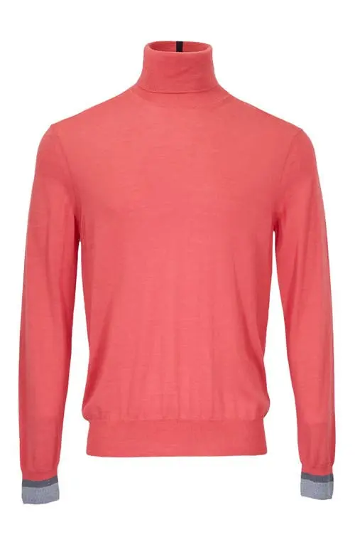 LORDS OF HARLECH Ronald Merino Wool Turtleneck Sweater - Rose