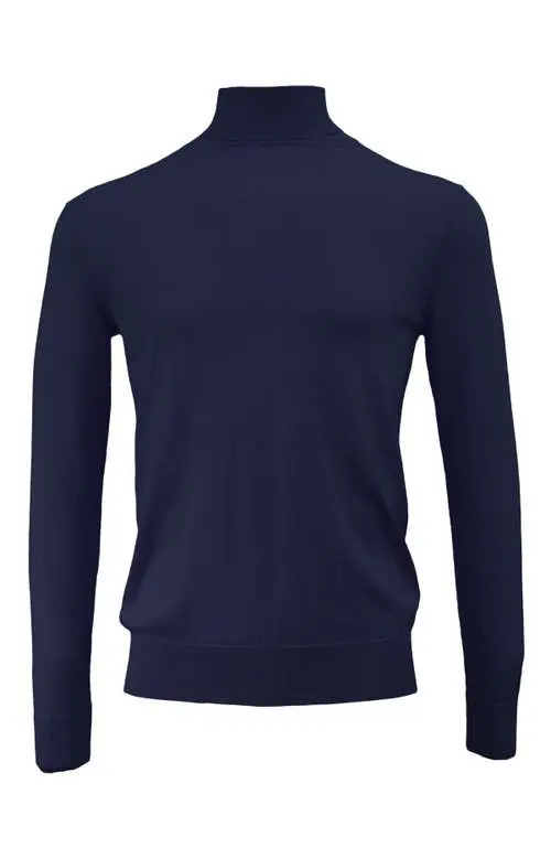 LORDS OF HARLECH Ronan Merino Wool Turtleneck Sweater - Navy