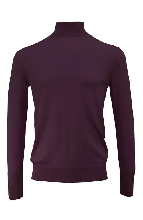 LORDS OF HARLECH Ronan Merino Wool Turtleneck Sweater - Plum